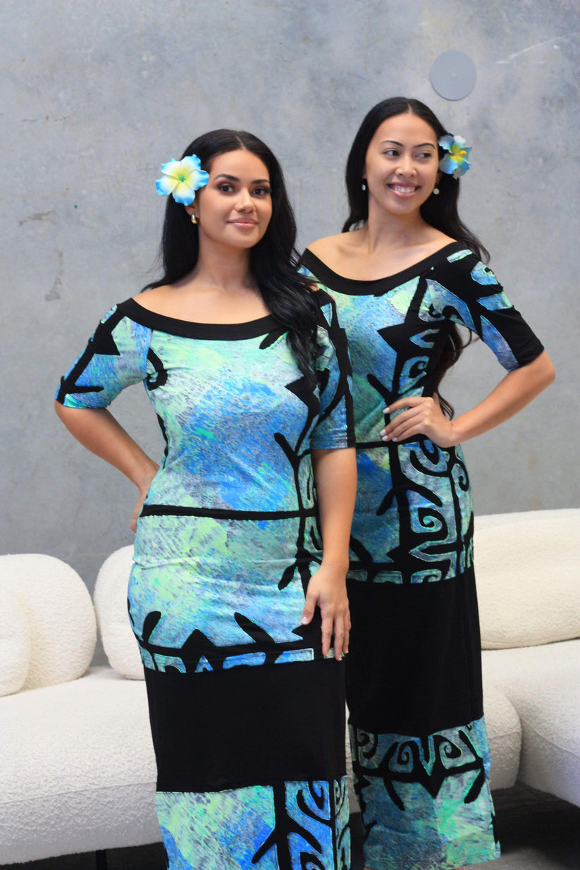 Pia Black And Blue Puletasi Pacific Way T Shop