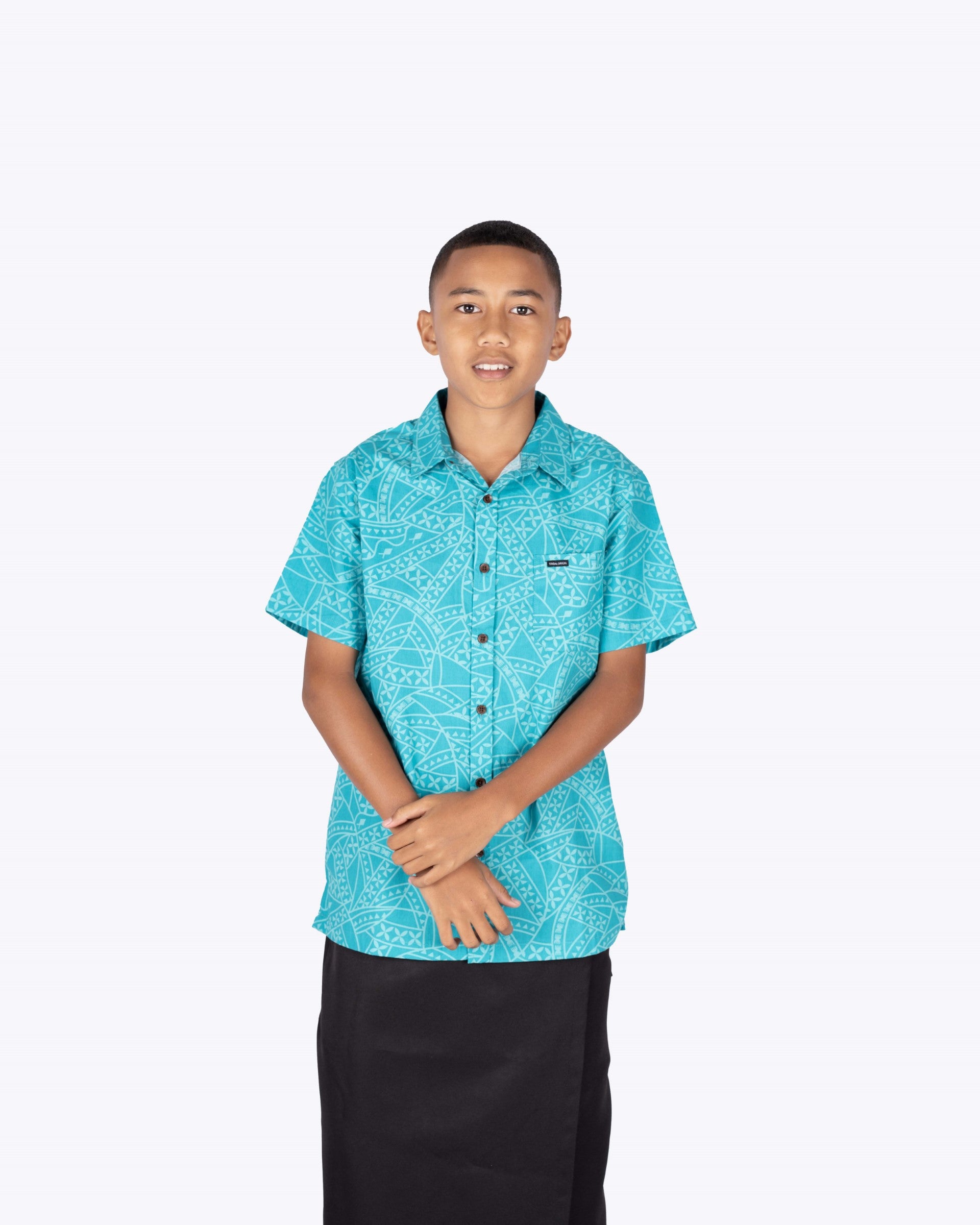 Kalavata Hawea Boy's Shirt ( Jade Blue ) – Pacific Way Gift Shop