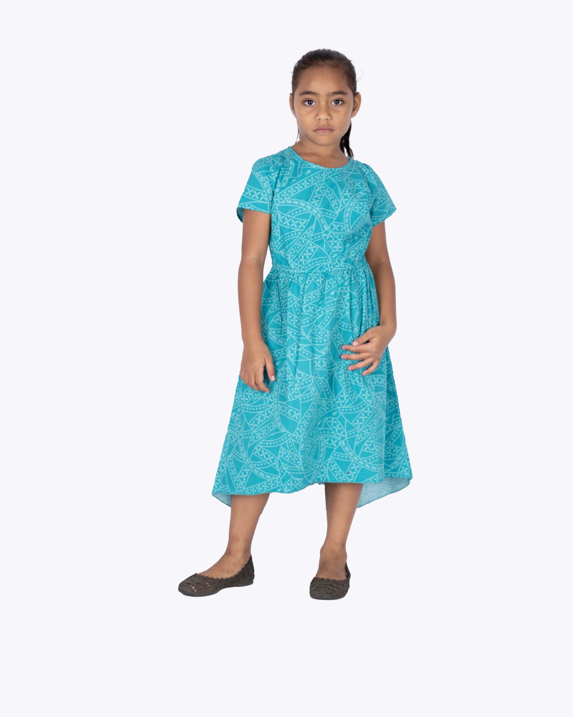 Kalavata Hawea Girls Dress ( Jade Blue ) – Pacific Way Gift Shop