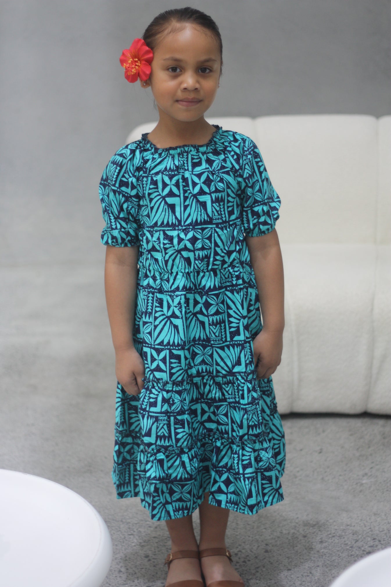 Kalavata Girl's Blue Elei Dress FB1718 – Pacific Way Gift Shop