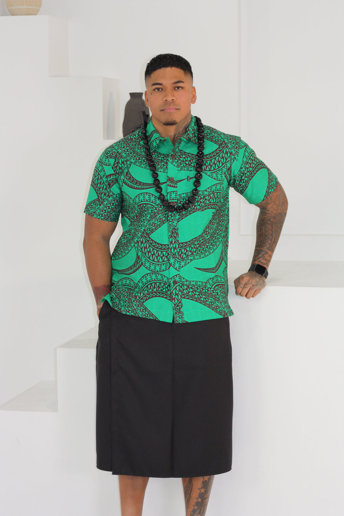 Tribal Origin Men's Elei Shirt ( Green ) FB1395 – Pacific Way Gift Shop