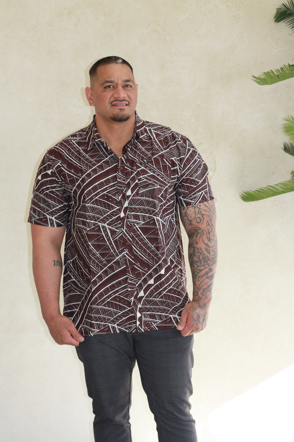 Tribal Men's Bula Shirt- FB1794 (Brown) – Pacific Way Gift Shop