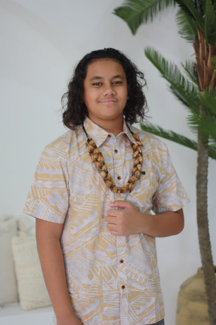 Tribal Origin Boy's Bula Shirt - Beige and Light Grey (SB2095 ...