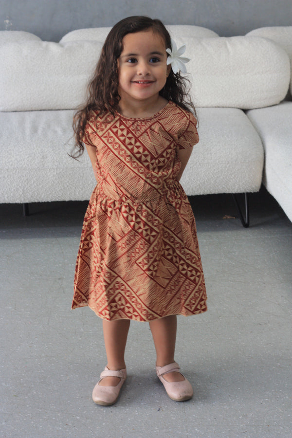 Kalavata Folau Girl's Dress (Beige) – Pacific Way Gift Shop