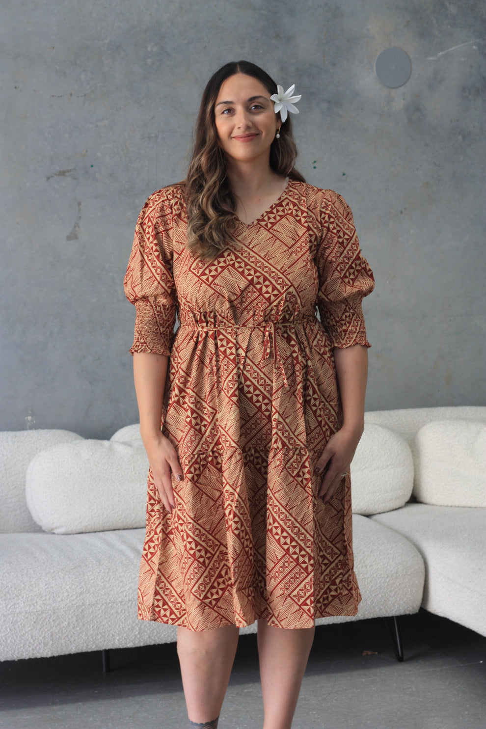 Kalavata Folau Women's Dress (Beige) – Pacific Way Gift Shop