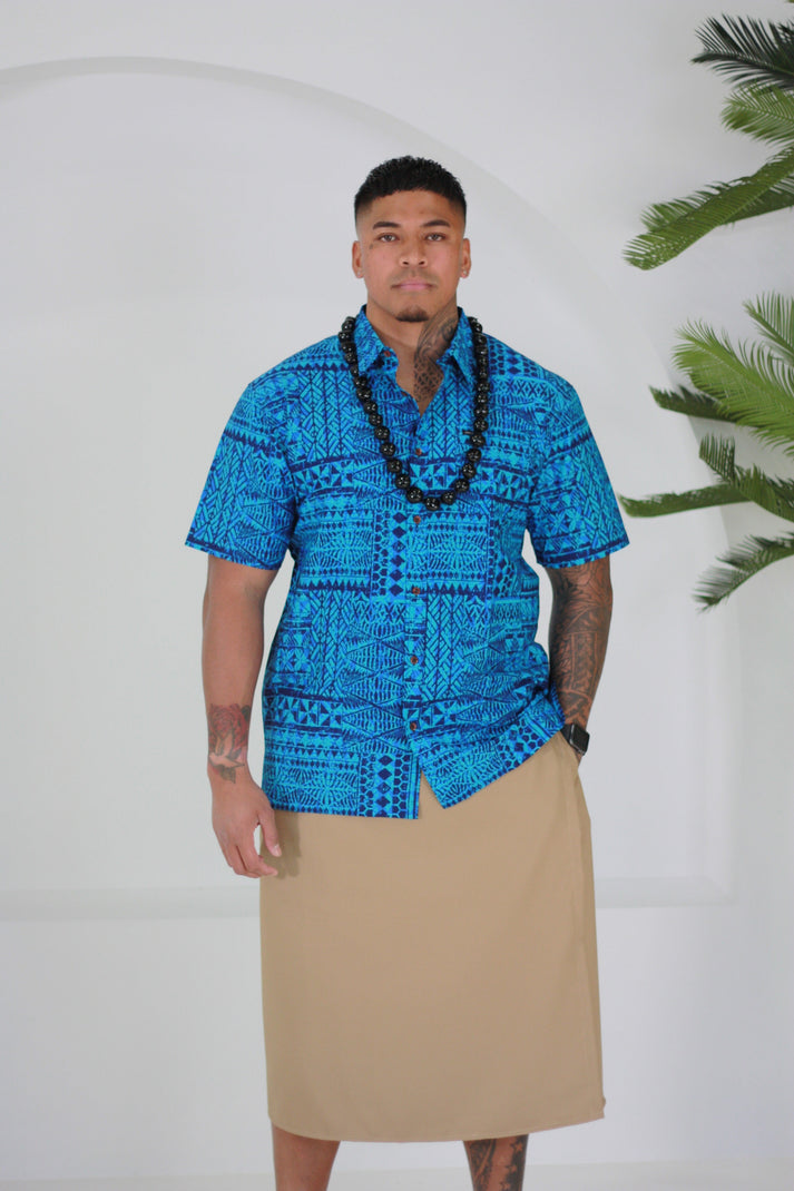 Tribal Origin Men's Elei Shirt FB1804 (Ocean Blue) – Pacific Way Gift Shop